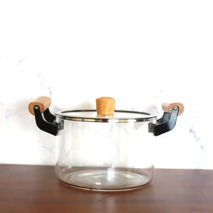 Clear High Borosilicate Cooking Pots Glass Transparent Flame-proof ...