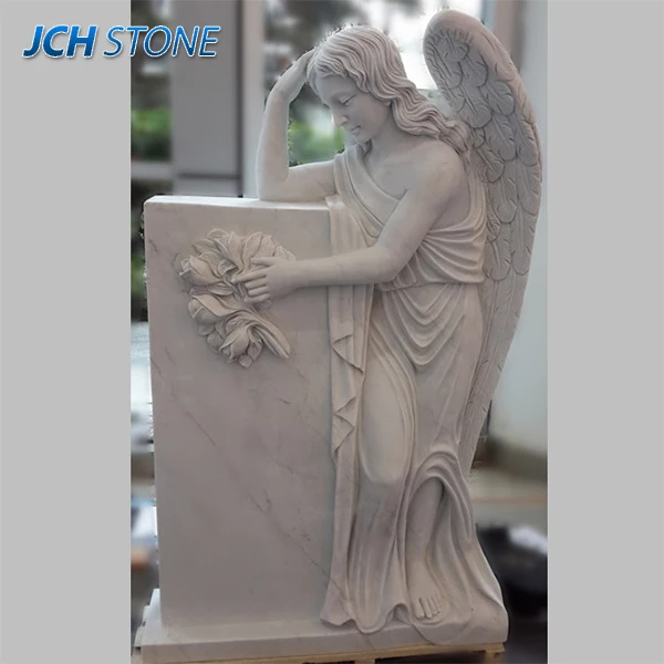 Black Granite Funerary Stone Monuments Carved Weeping Angel Wings ...