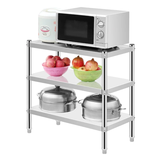 Commercial 3 Tiers Kitchen Storage Shelf Household 304 Stainless Steel ...