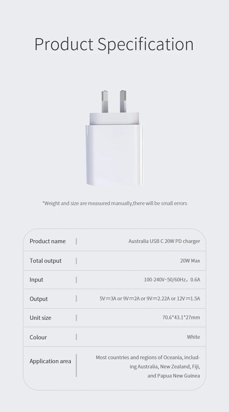 Au Plug Type-c 20w Pd Fast Charger With Saa - Buy Au Plug Type-c Fast ...