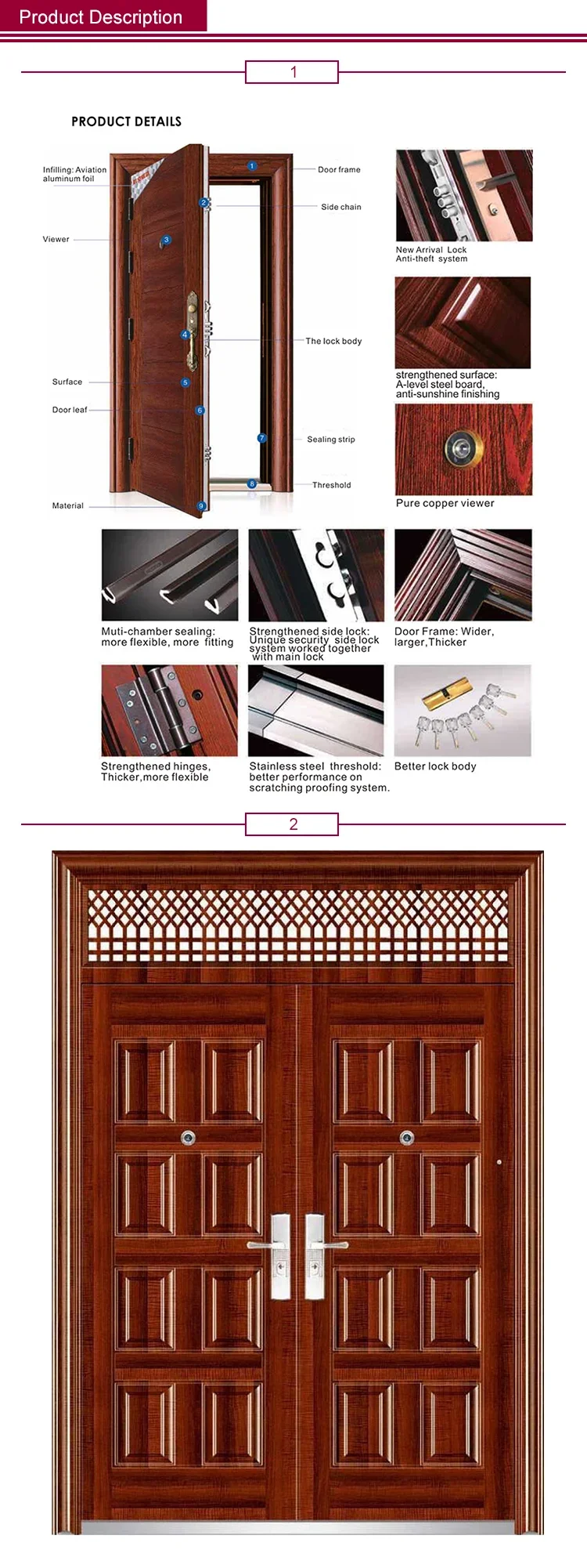 Modern High Level Homes Entry Doors Exterior Double Hinge Steel ...