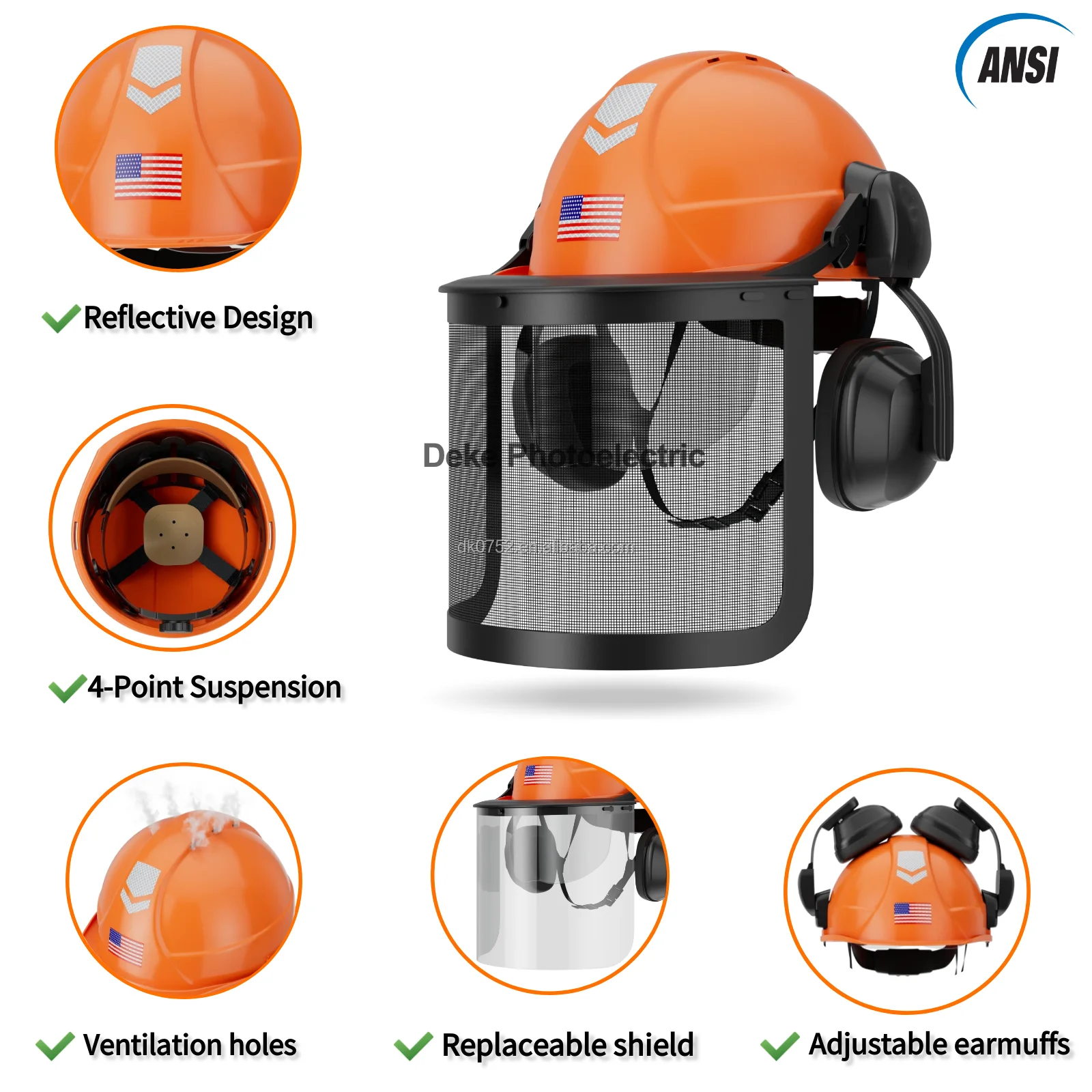 DEKE 5in1 Chainsaw Helmet With Double Shield&Earmuffs Forest Hard Hat ...