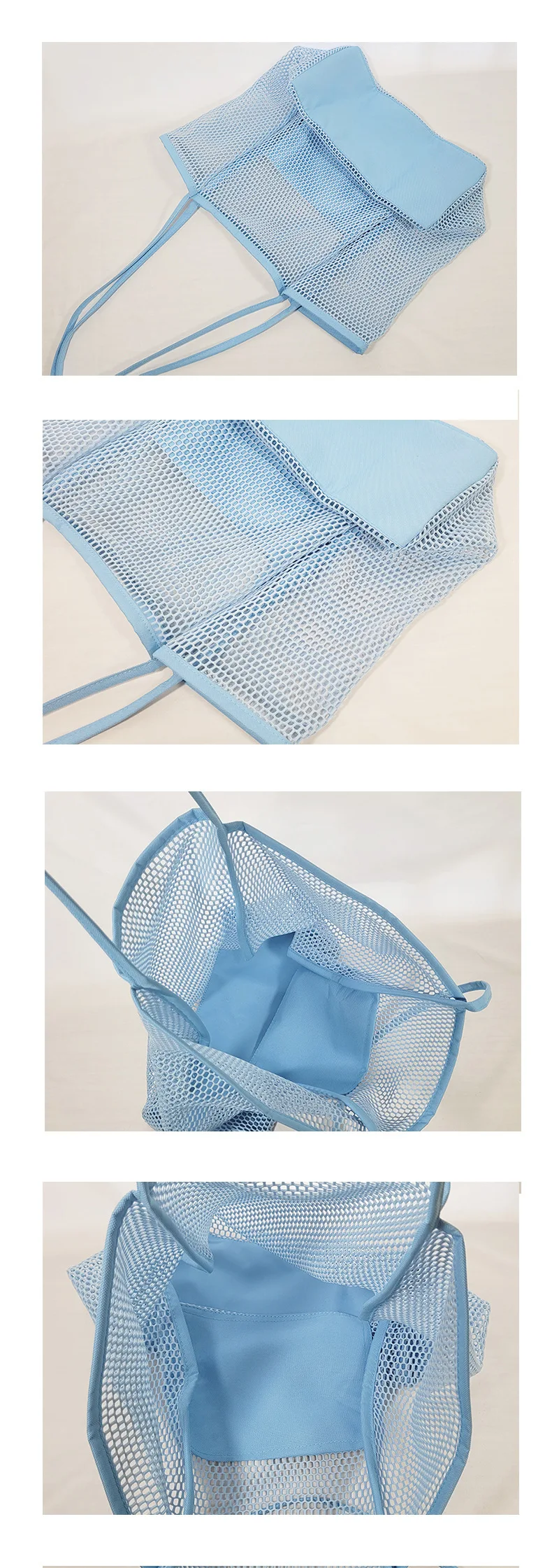 Rainbow Mesh Beach Bags Multiple Lightweight Pockets Foldable Summer ...