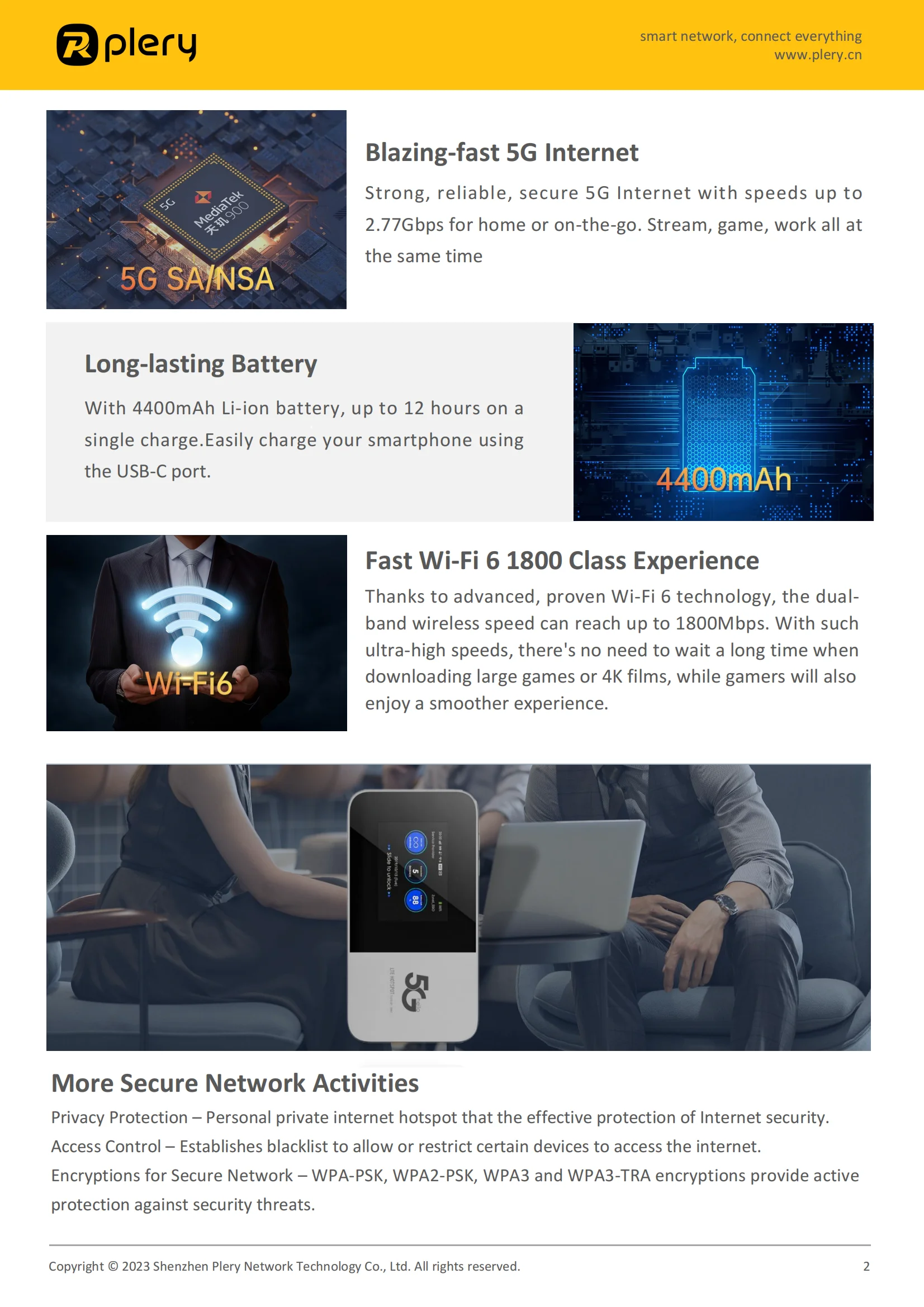 Portable WIFI Router 3G 4G 5G - Plery M353 Hotspot Router