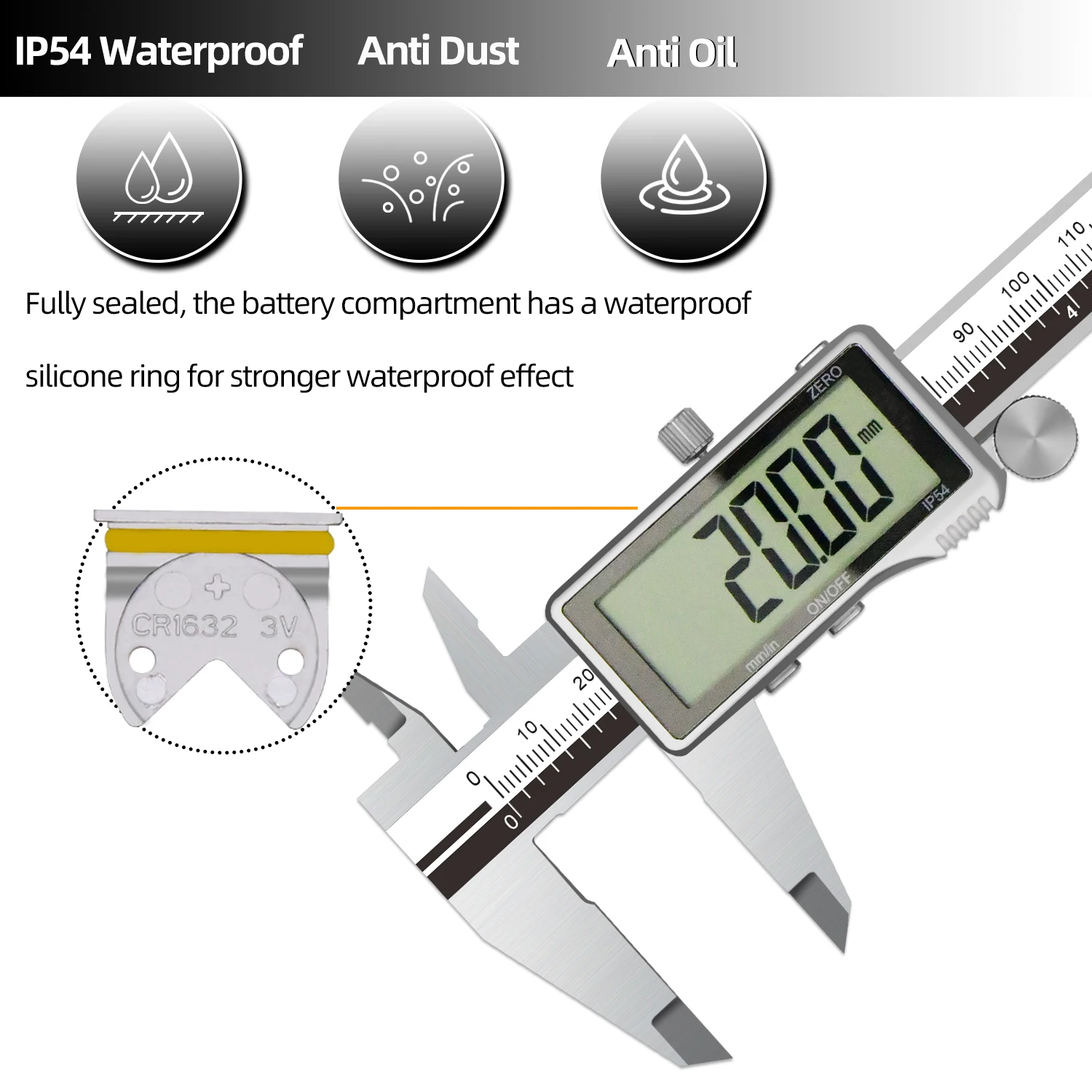 Digital Caliper Reading 0.01mm Super Big LCD Screen Stainless Steel ...