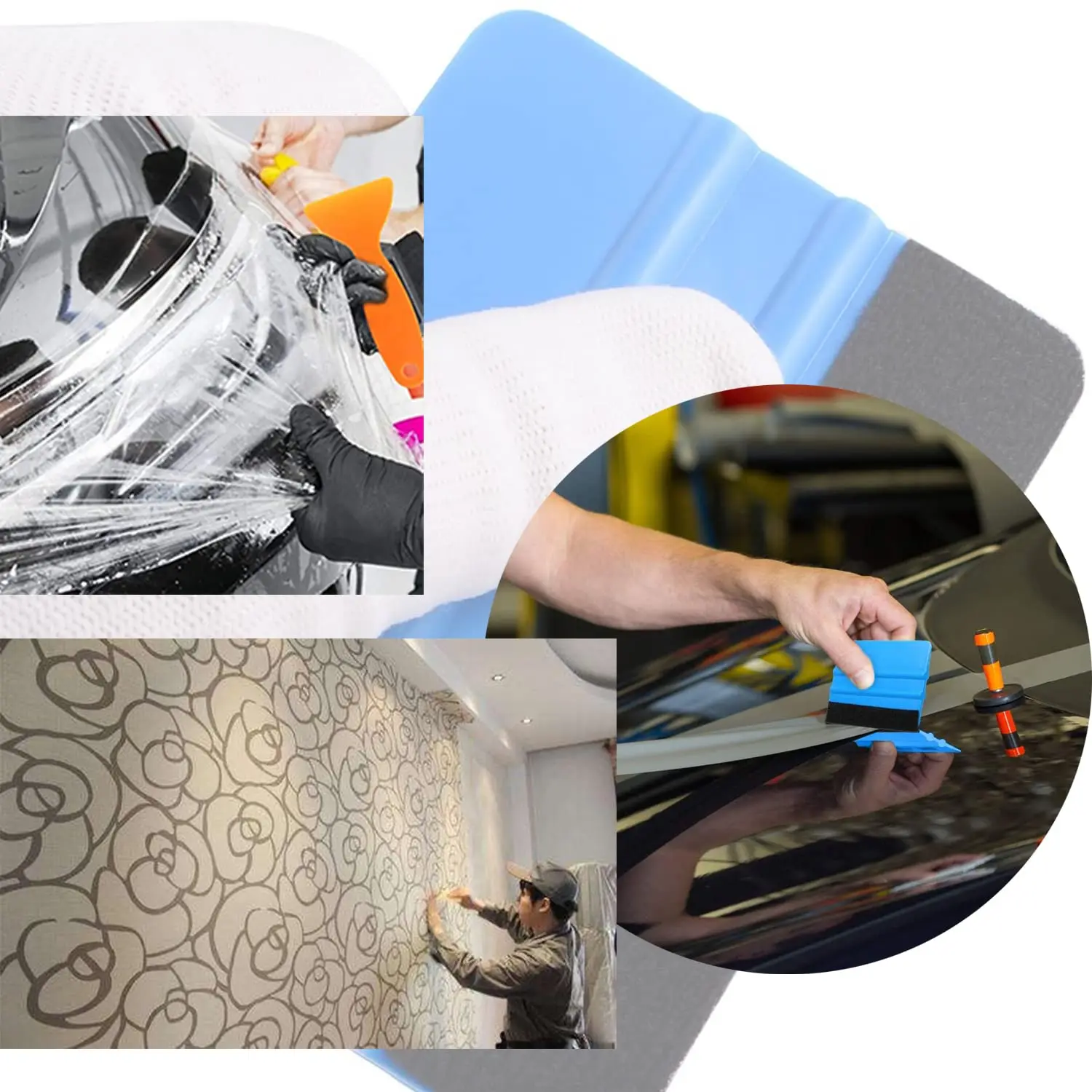 Car Wrapping Tool Plastic Vinyl Felt Edge Squeegee Window Squeegee with ...