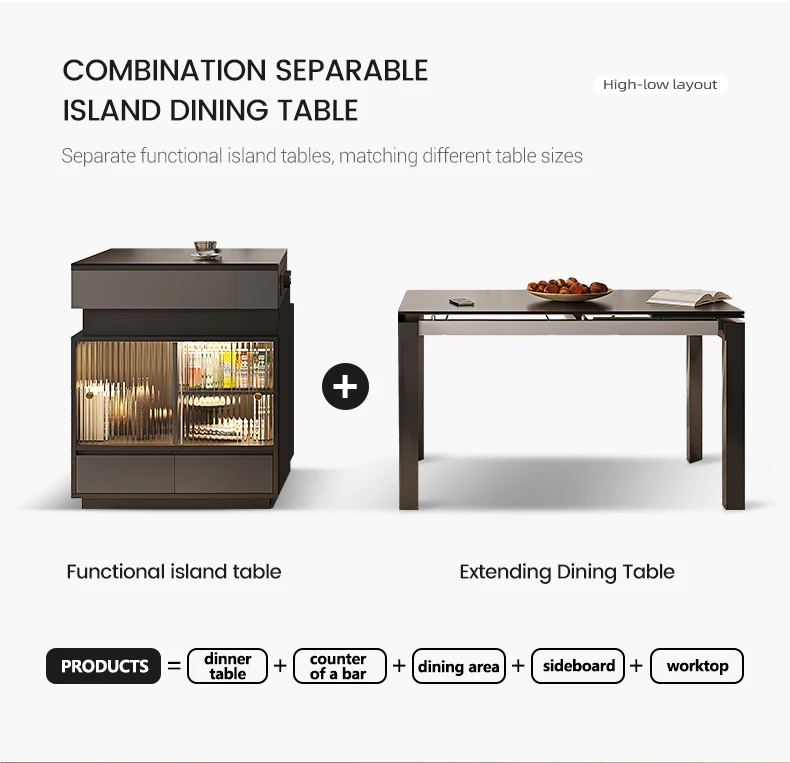 Island Table Dining Table All in One - Extendable & Stylish