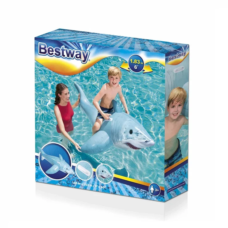 Bestway 41405 Swimming Pool Water Play Toys Realistic Inflatable Shark ...
