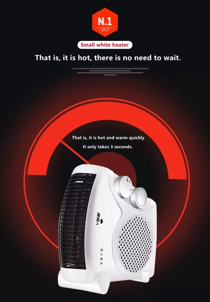 500W Portable Electric Thermo Fan Heater with Overheat Protection