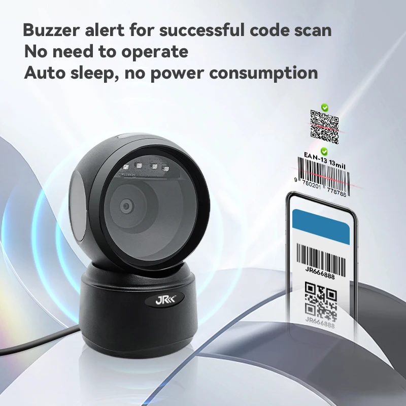 QR 2D Hands-Free Omni-Directional Auto Sensor Scan USB Scanner