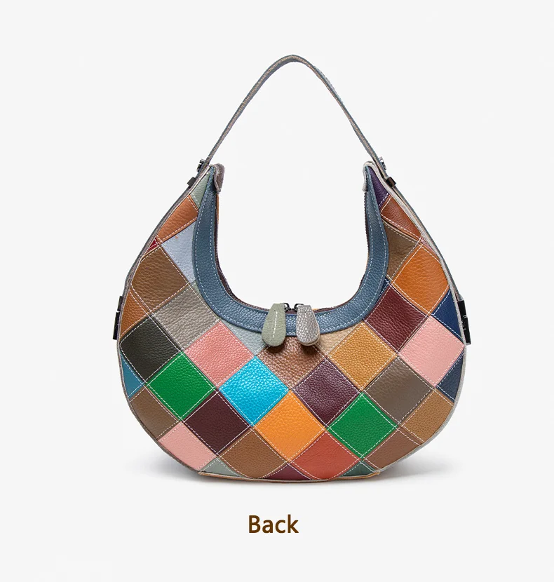 Leather Women's Bag Europe and the United States Hand Color Patchwork ...