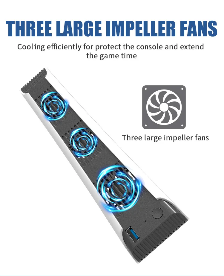 HS-PS5028 USB Port Cooling Fan Cooler for PS5 Console Cooler Fan With 3 ...
