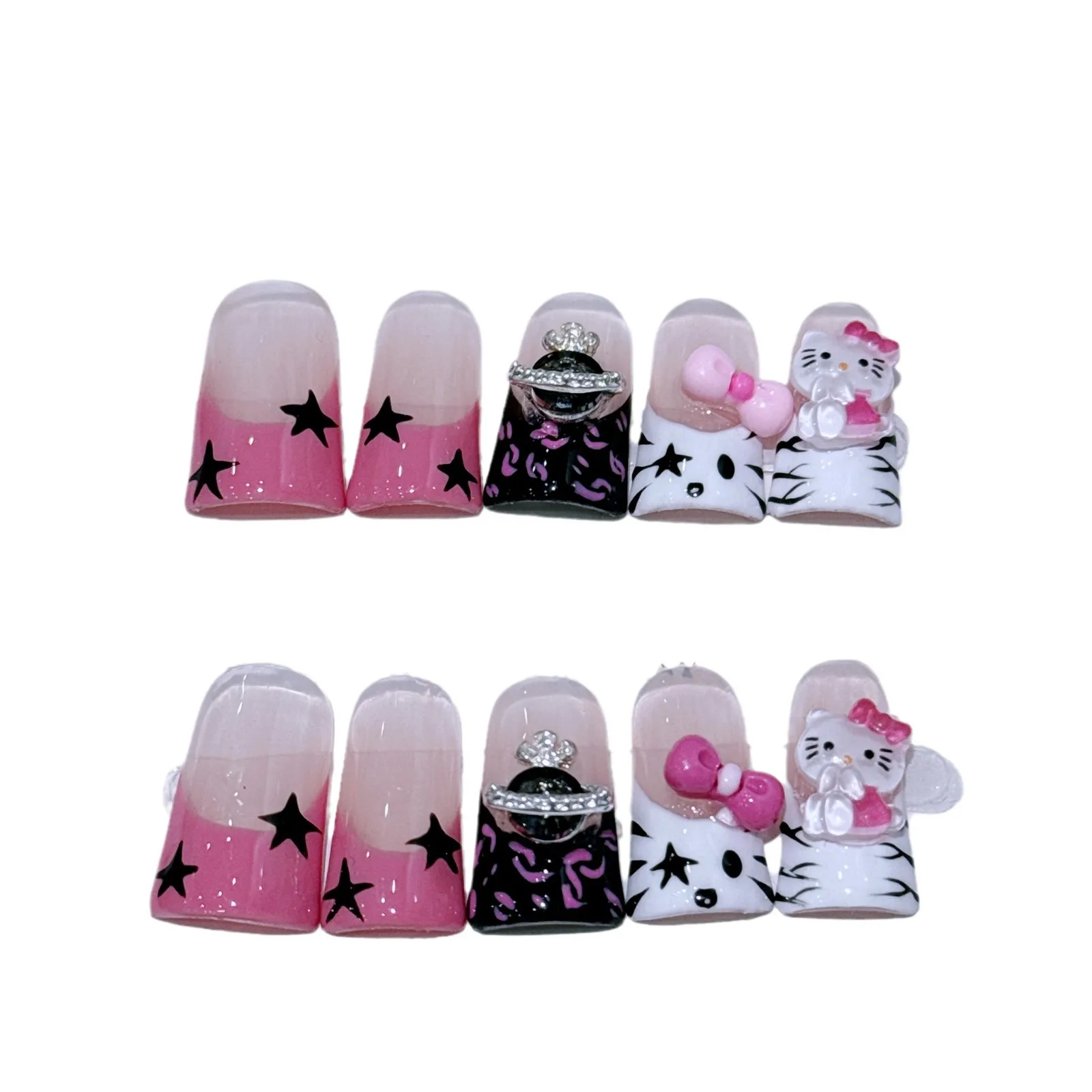 hello kitty hand-painted hand-worn nails and false nails| Alibaba.com