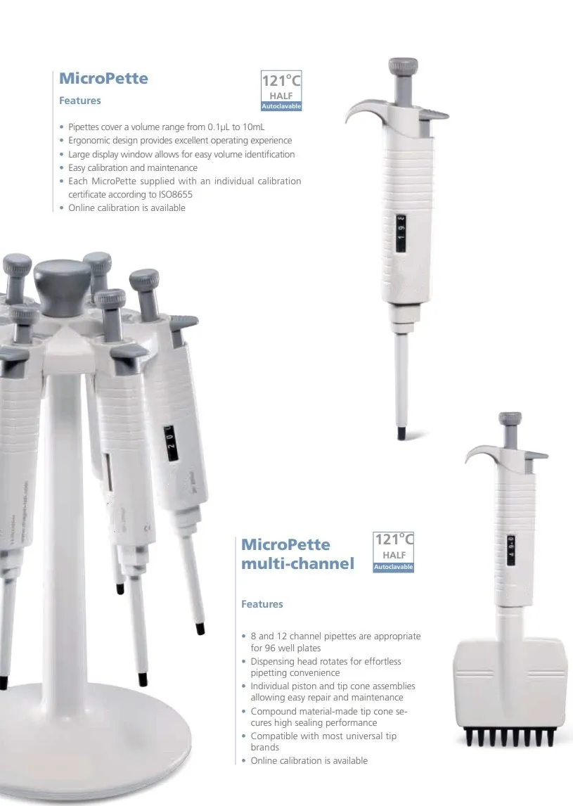 Micropipeta de laboratorio, pipeta ajustable de 12 canales 50-300ul ...