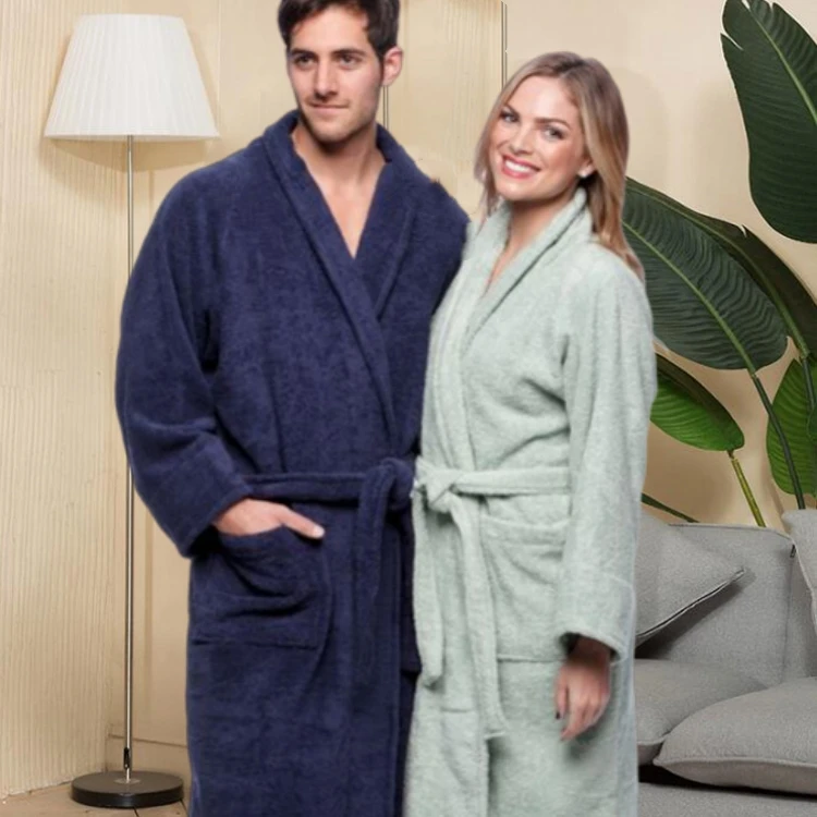 White Or Custom Cotton Hotel Bath Robes Terry Cloth Robes For Men Women ...
