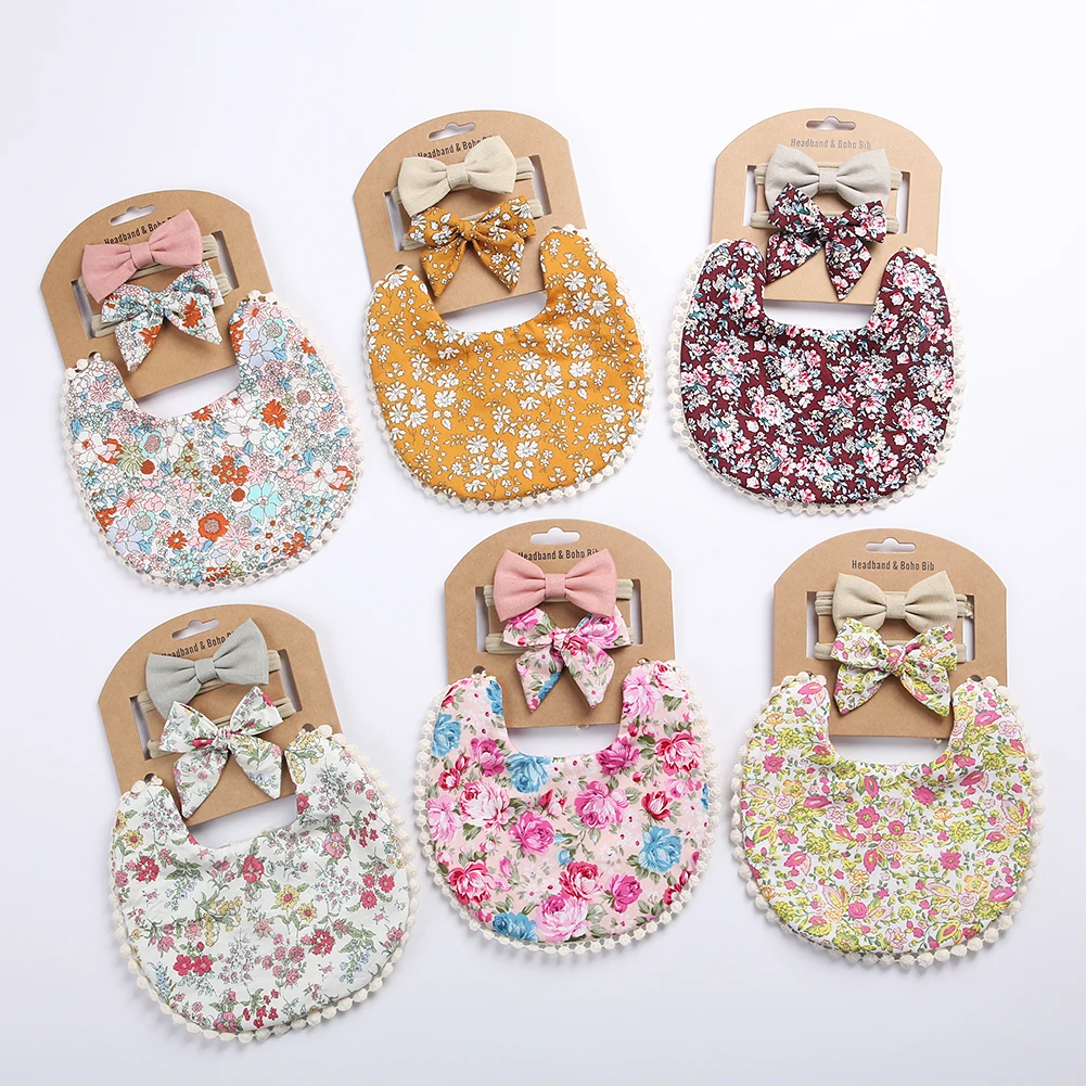 3pc/set Infant Baby Girl Bibs Double Side Cotton Embroidery Bibs ...