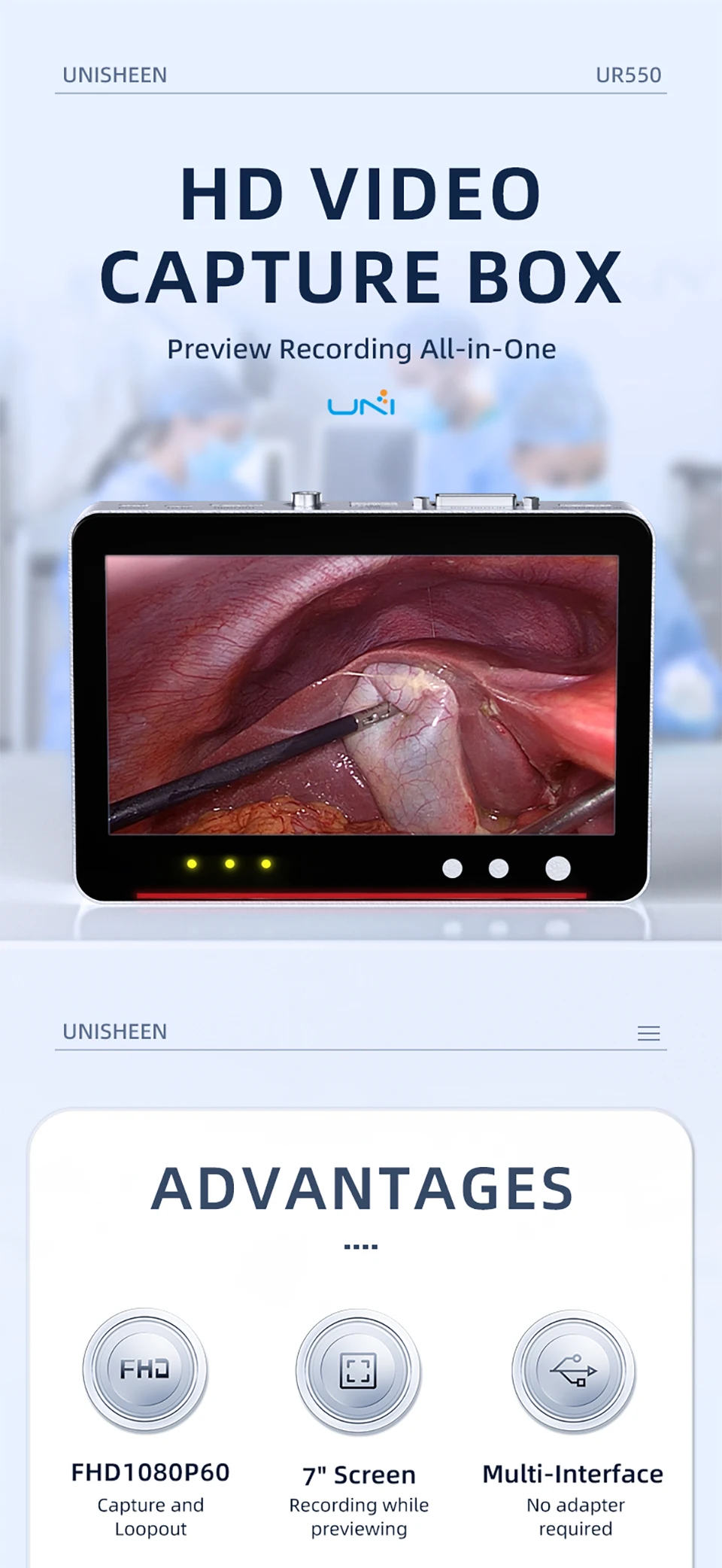 Unisheen UR550 Video Recorder - 4K Capture & Switchable Interfaces