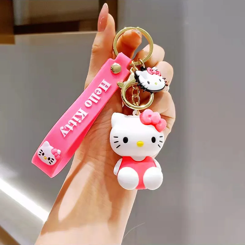 Lovely Cartoon Hello Kitty Keychain With Wrist Strap Bag Pendant Key ...