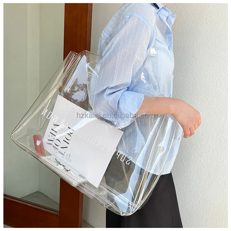 Custom Clear PVC Tote Bag - Perfect for Beach & Shopping