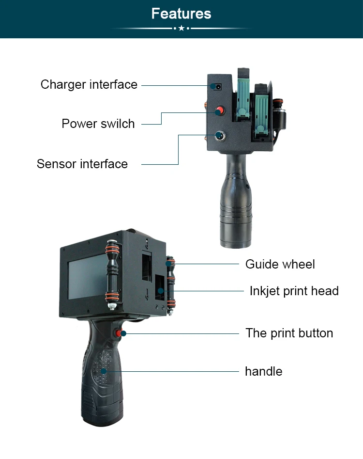 50.8mm Portable Hand Jet Printer Barcode Handheld InkJet Printer Expiry ...