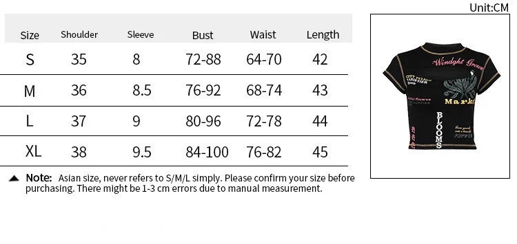 Black Garphic Print T Shirt Night Clubwear for Women 2024 Summer Short ...