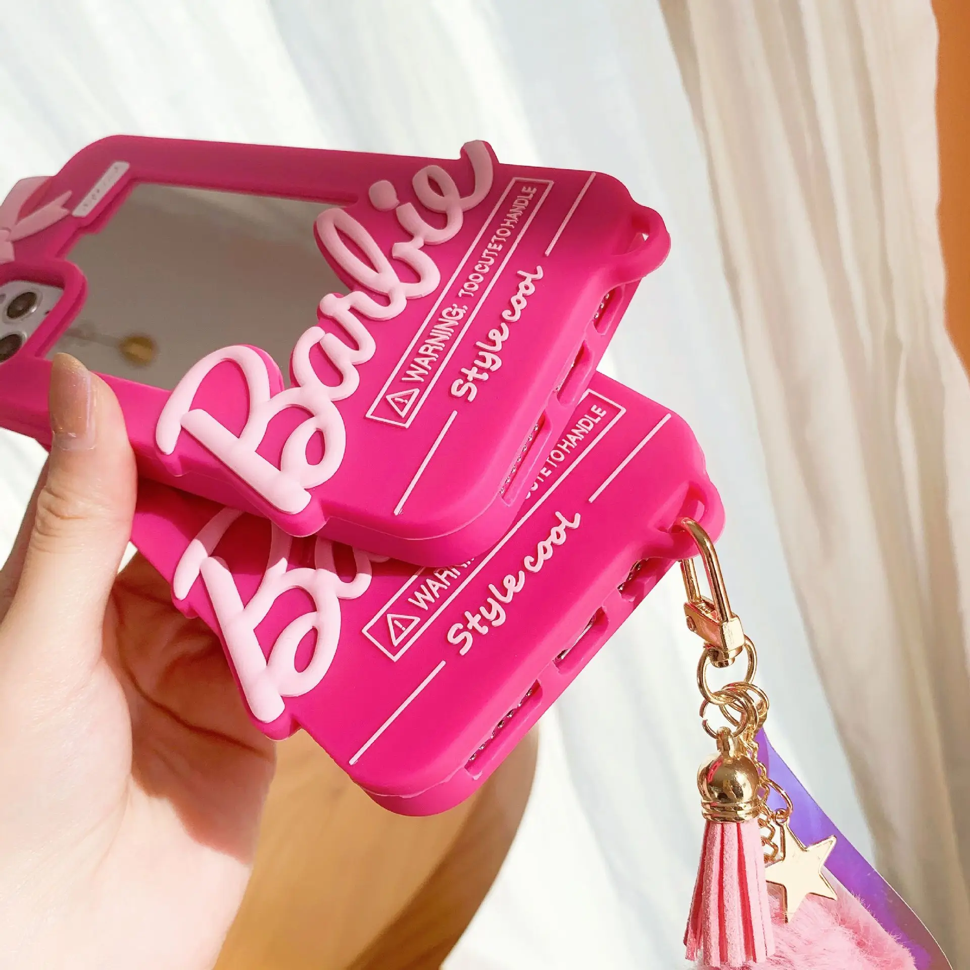 Luxury Girl Lovely Pink Mirror Barbie Cell Phone Case For Phone 14 13 ...