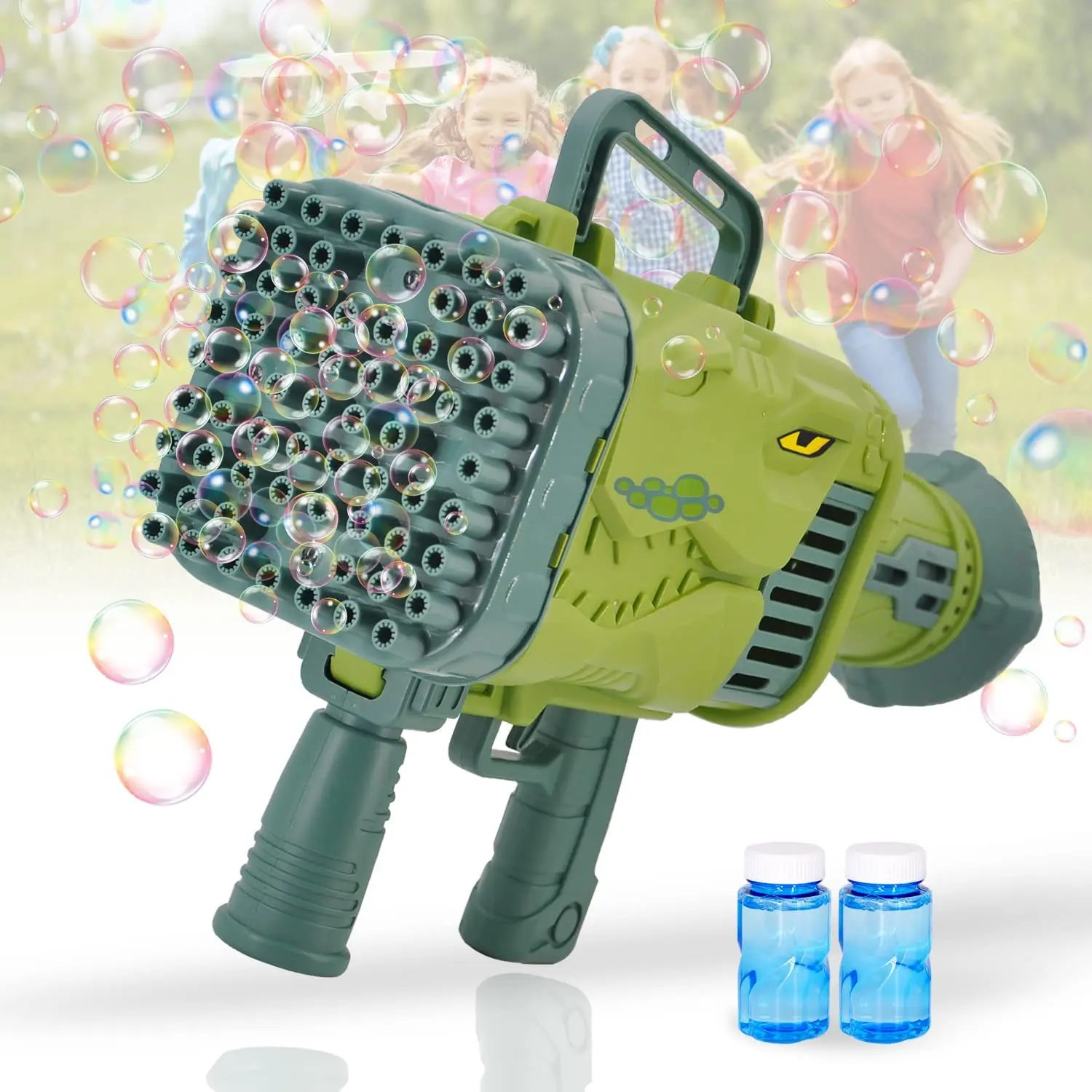 Huiye Bubble Machine Guns Outdoor Dinosaur 64 Holes Automatic Bubble ...