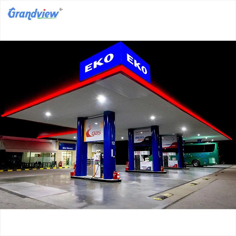Custom gas station canopy and Design Steel accessories led canopy Frame ...