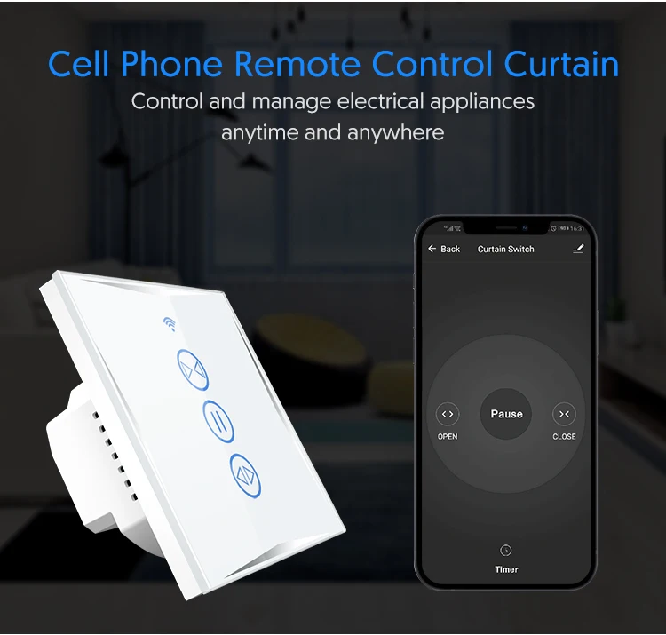 Tuya WiFi Zigbee Smart Shutter Switch Wireless Motorized Curtains NFC ...