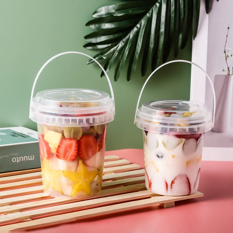 32oz 1000ml Transparent Plastic Pp Boba Fruit Bubble Tea Buckets Cups ...