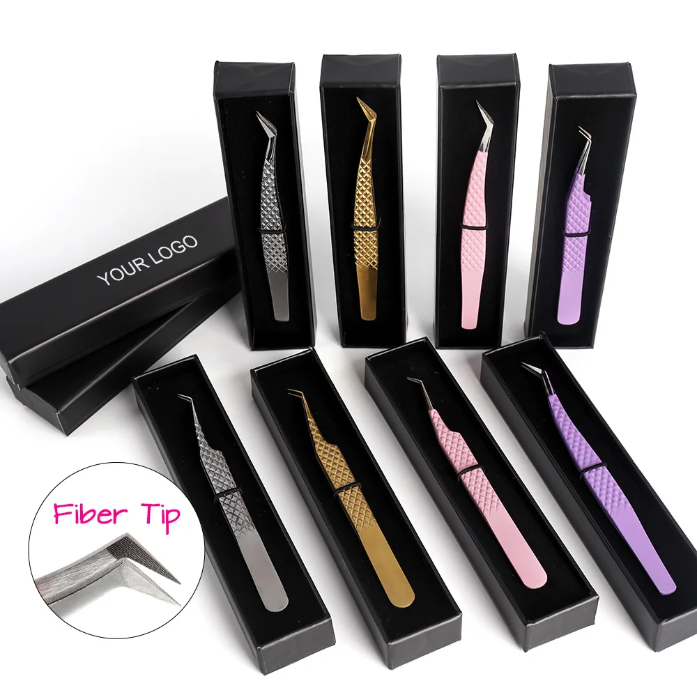 Private Label Wholesale Best Selling Volume Eyelash Tweezers Fiber Tip ...