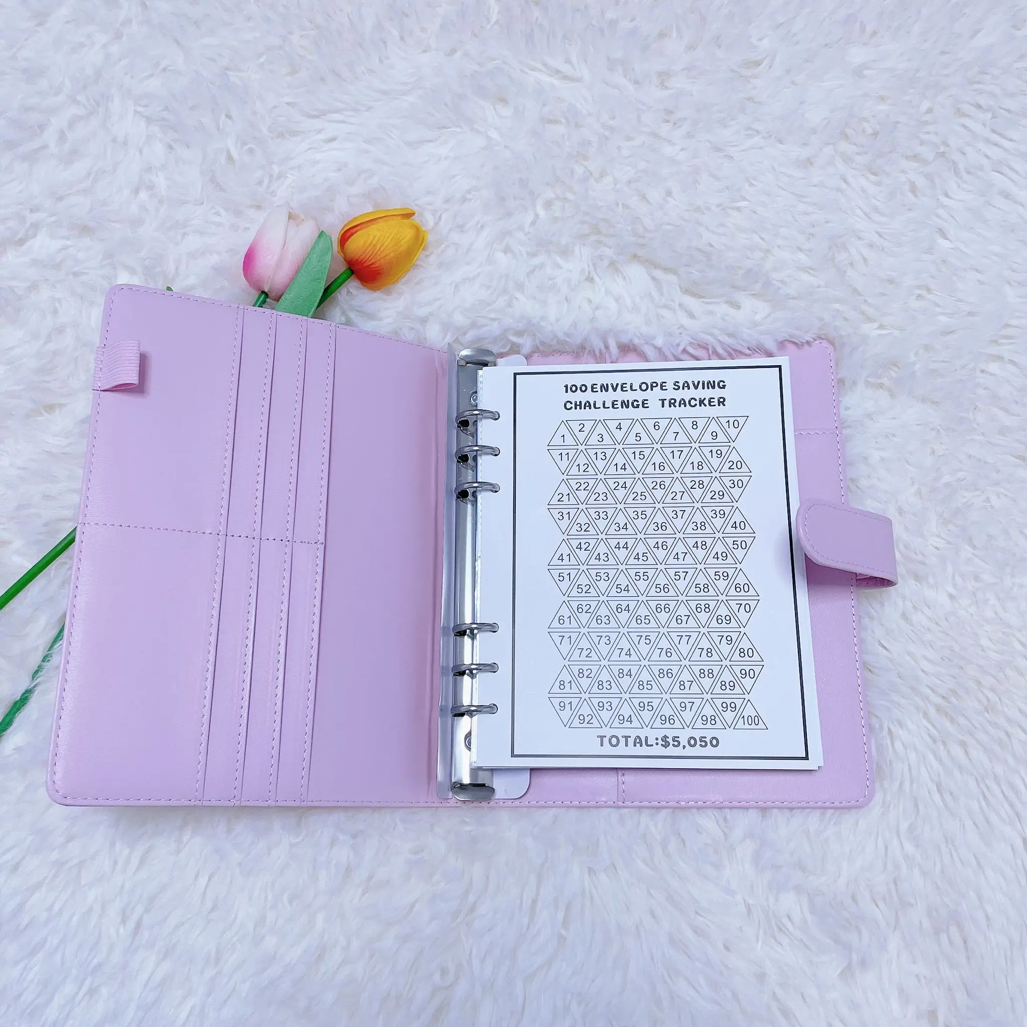 100 Envelope Savings Challenge Binder Organizer – A5 PU Leather ...