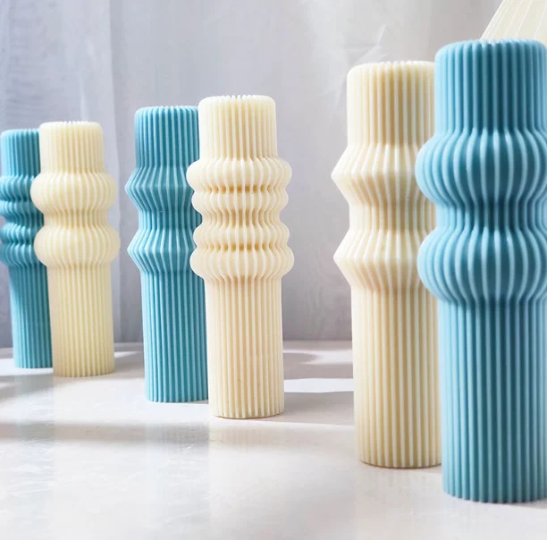 Diy Striped Pillar Aesthetic Cylindrical Tall Pillar Candle Mold ...