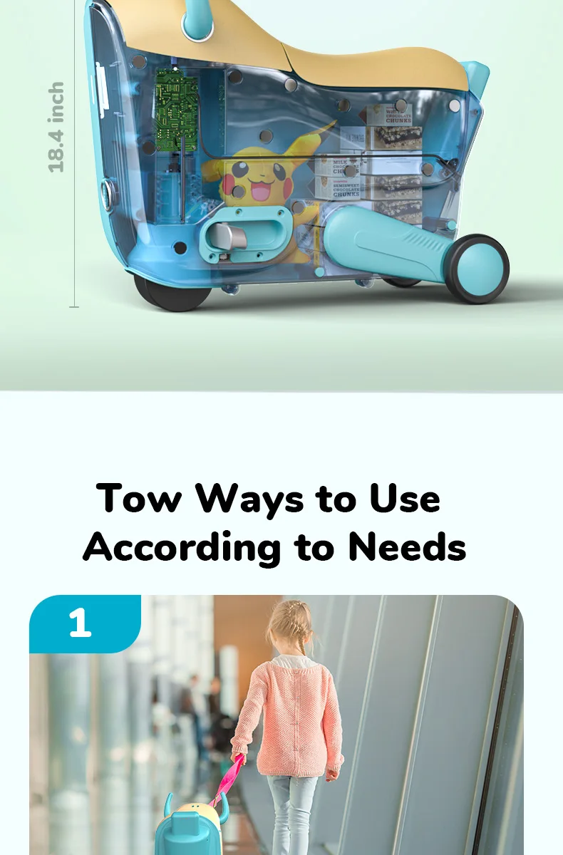 GNU Kids Luggage Child Electric Scooter Suitcase Children Travel ...