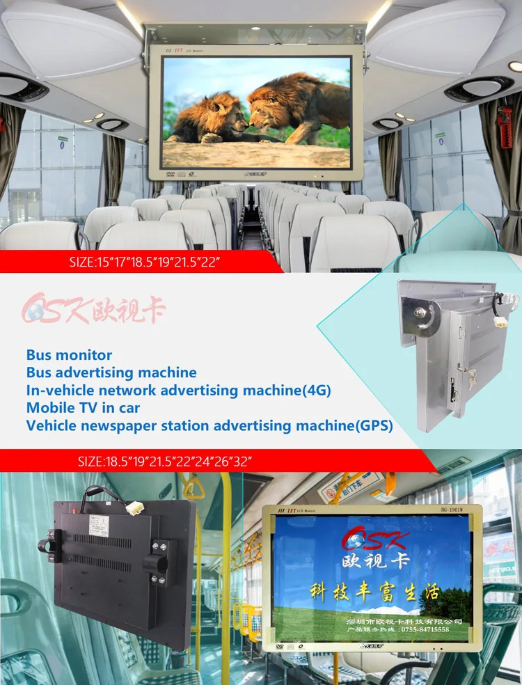 Osk 15.6 Inch Roof Mouted Android Wifi Bus Tv Screen Advertising Lcd ...