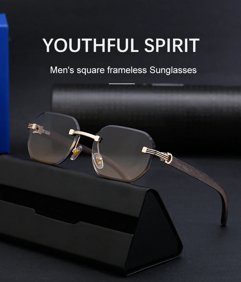 Partagas Vintage Retro Designer Rimless Diamond Cut Lens UV400 Shades ...