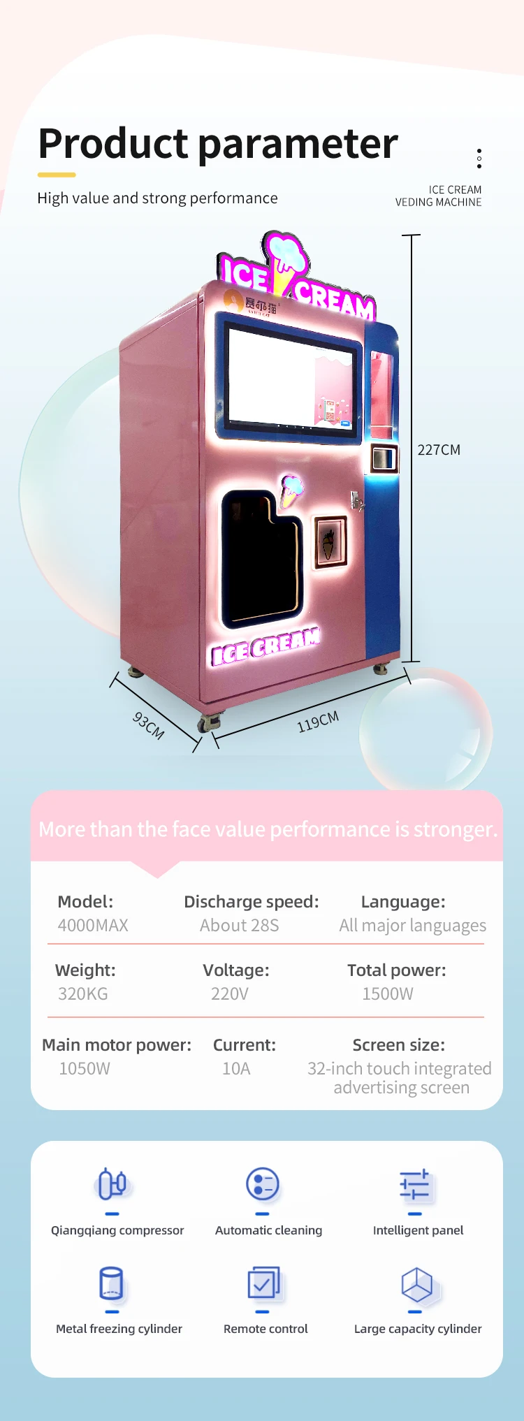 2024 New Ice Cream Vending Machines Commercial Automation Snow Ice ...