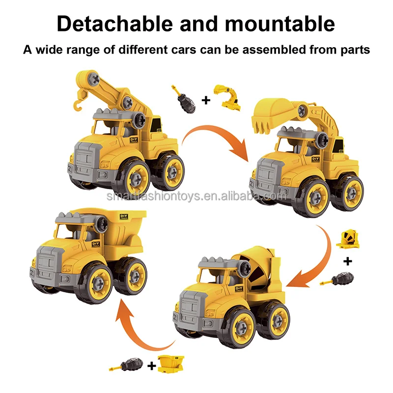 Diy Assembly Construction Truck Building Toys 67 Pcs Take Apaet ...