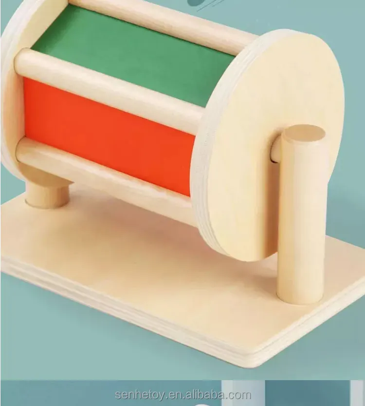 Wooden Montessori Roller Rainbow Drum Toys for Sensory Learning