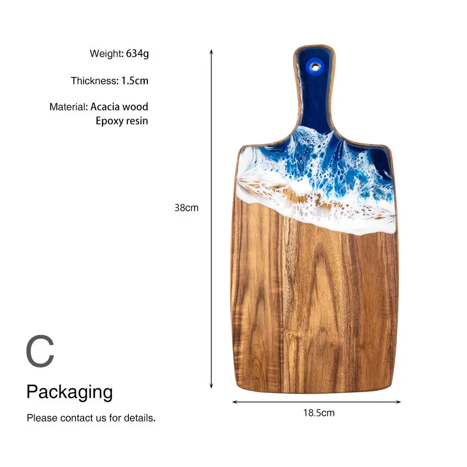New Luxury Ocean Wave Wood Chopping Blocks Epoxy Resin Art Serving ...