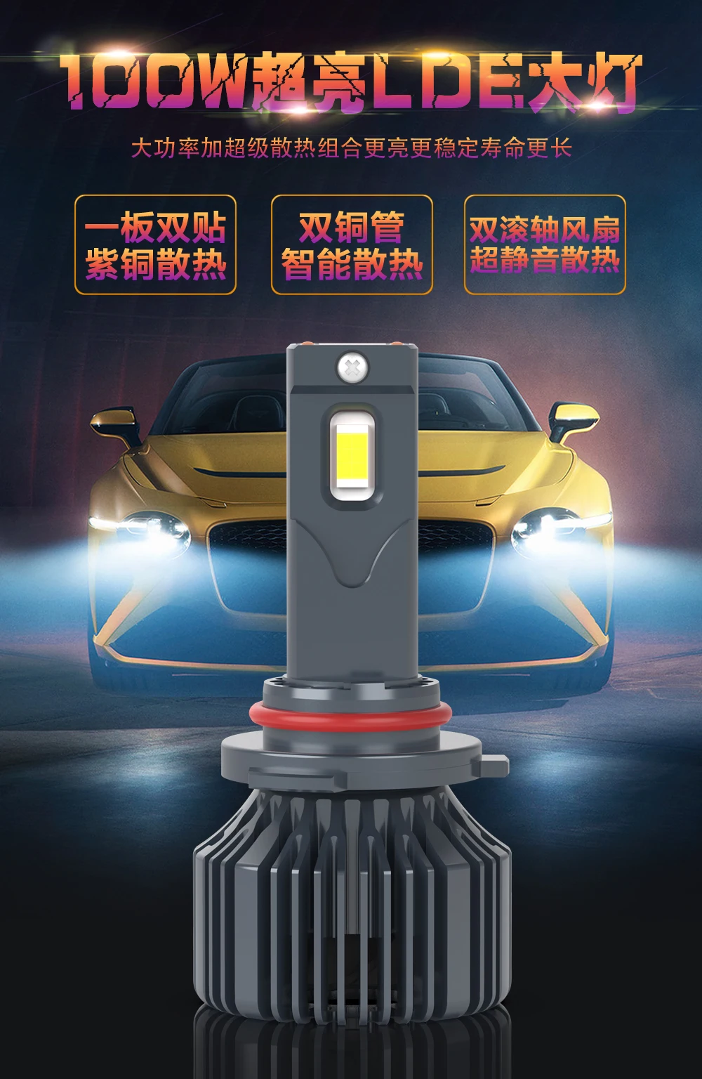 12v Auto Lighting 2024 Led Headlight 100w 200w Conversion Kit 9005 9006 H13 9004 H11 H4 H7 High ...