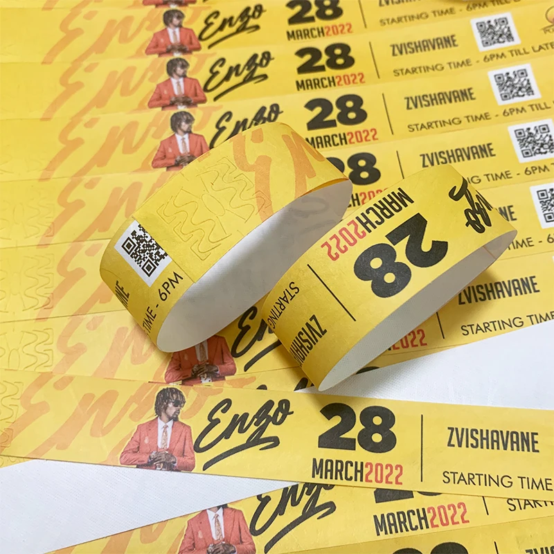 Custom Cheap Concert Entry Event Ticket 3/4 Inch Sheet Tyvek Wrist Band ...