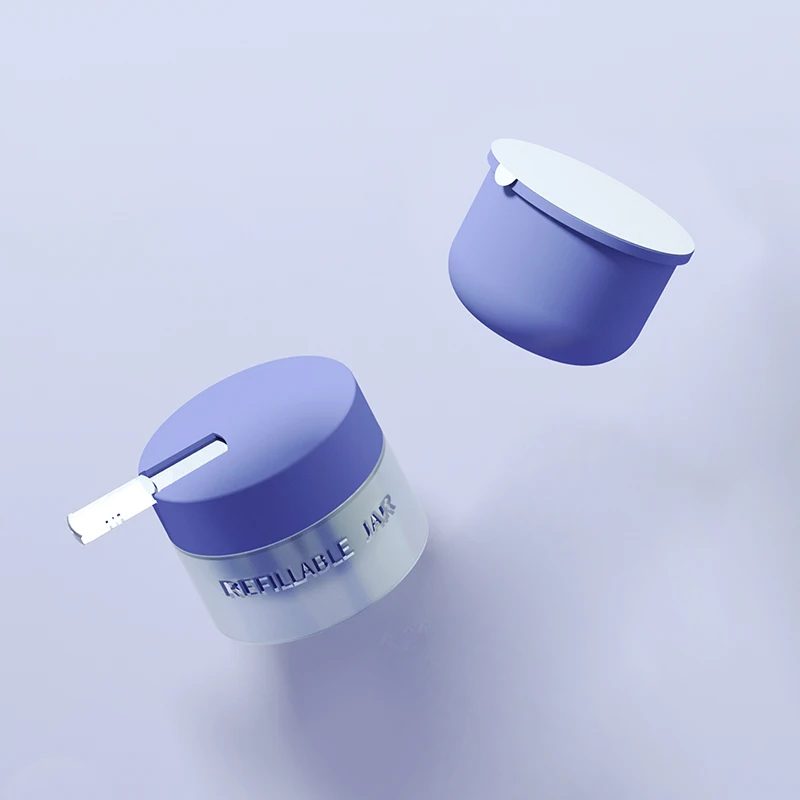 Custom Color Skin Care Blue Pp Plastic Pot Refill Eco-friendly Cosmetic ...