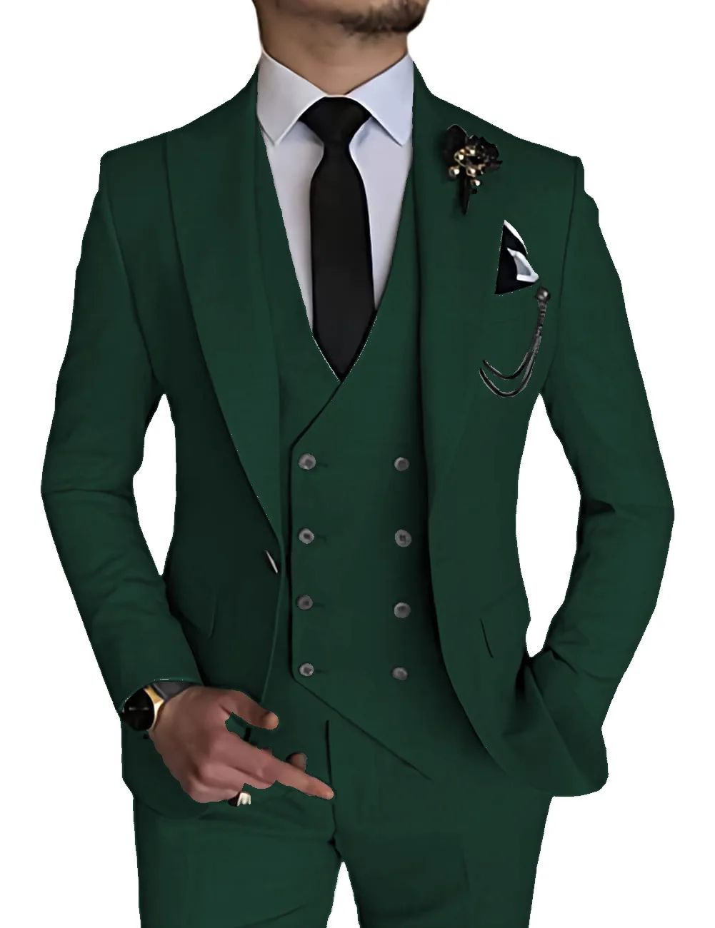 Custom Plus Size Solid Men Suit 3 Pieces Tailored Best Man Groom ...