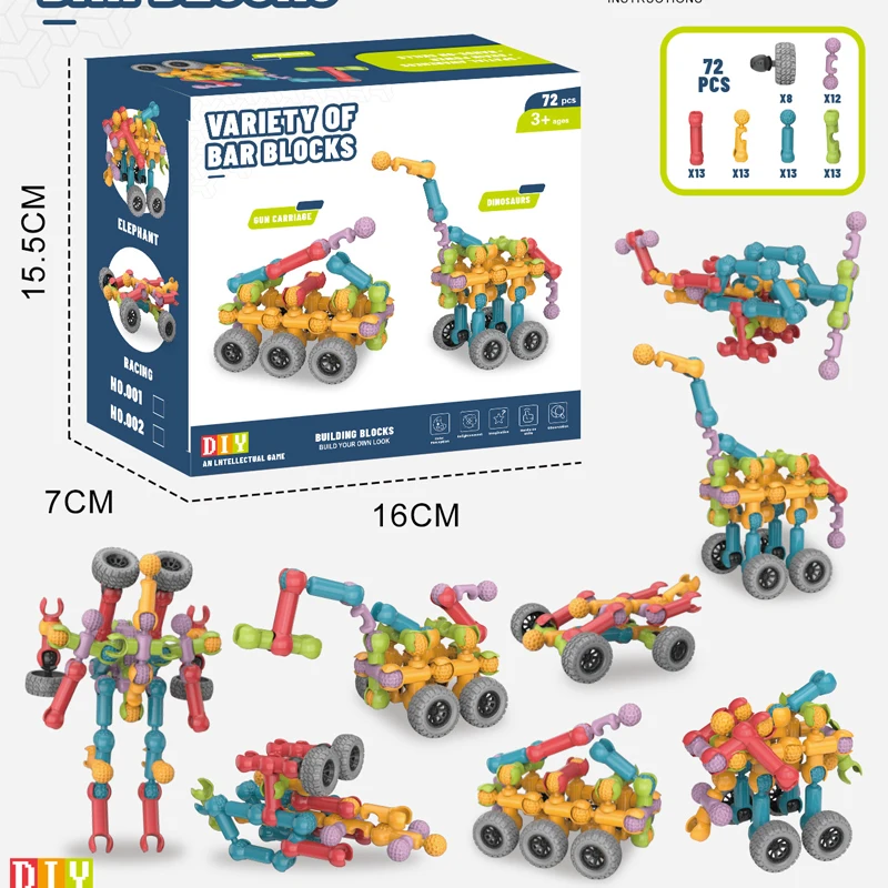 Children toy assembly diy interlocking building blocks multi-functional ...