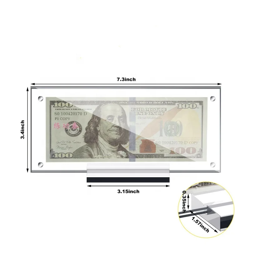 Acrylic Dollar Bill Display Frame - Magnetic Photo Holder
