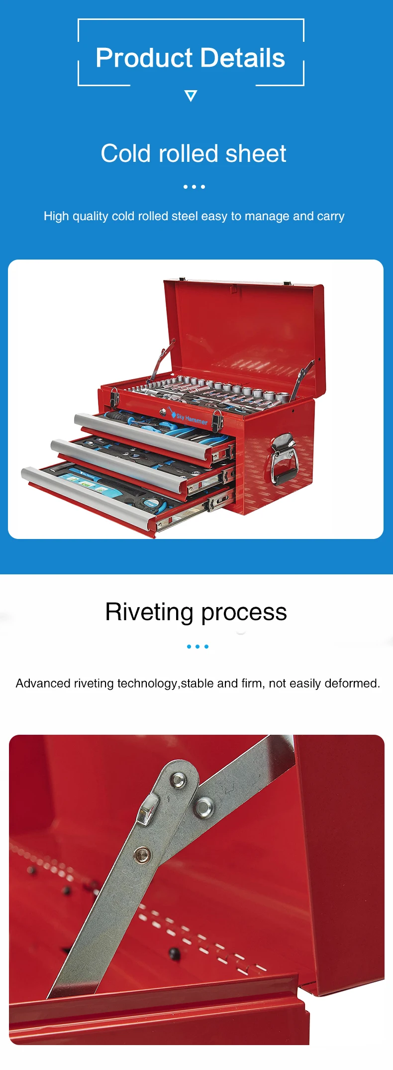 3 Drawers Iron Box With 70pcs Car Repairing Tool Set Mechanical Tool ...