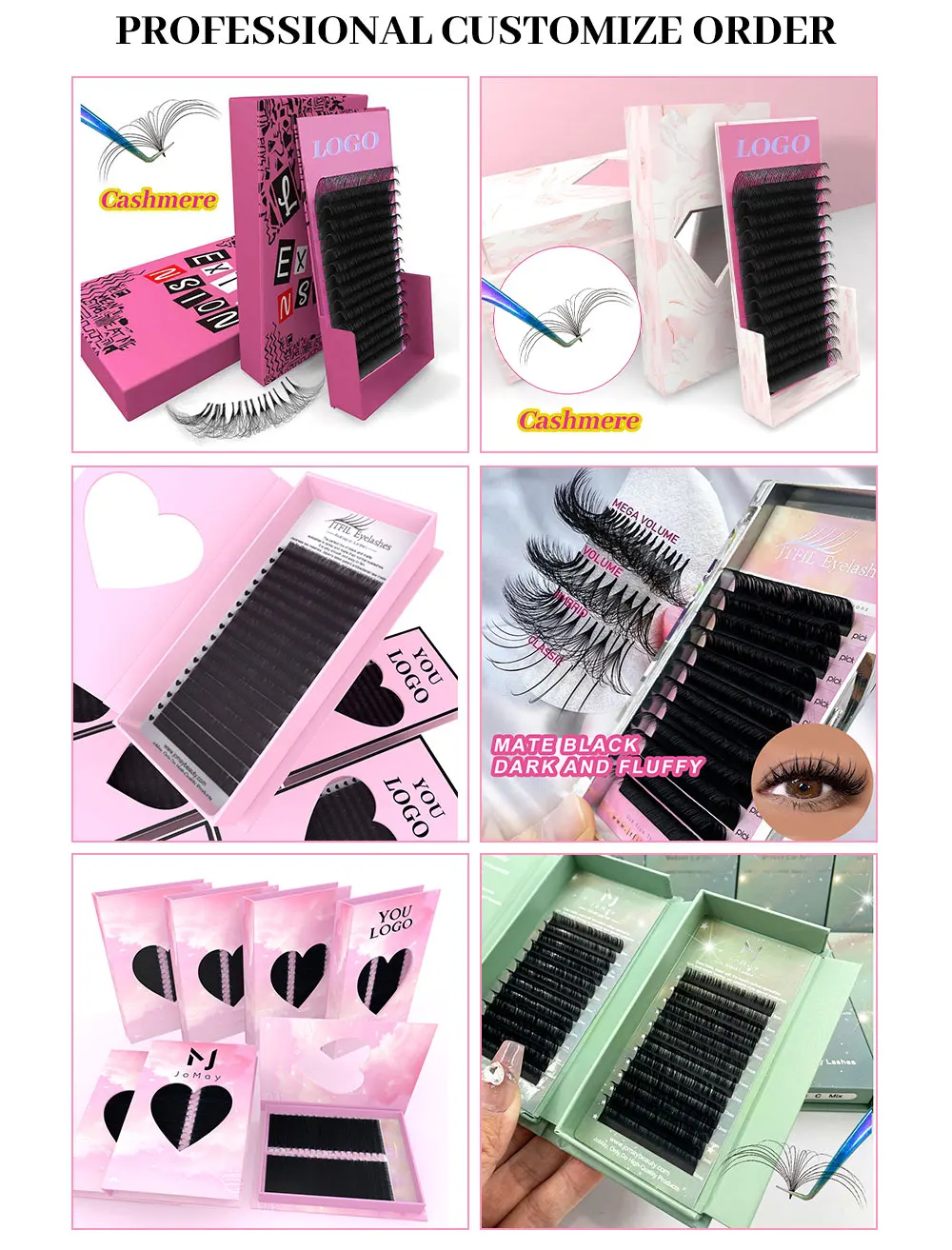 0.03-0.07mm Individual Cashmere Lash Extensions & Gel Eye Pads Odm