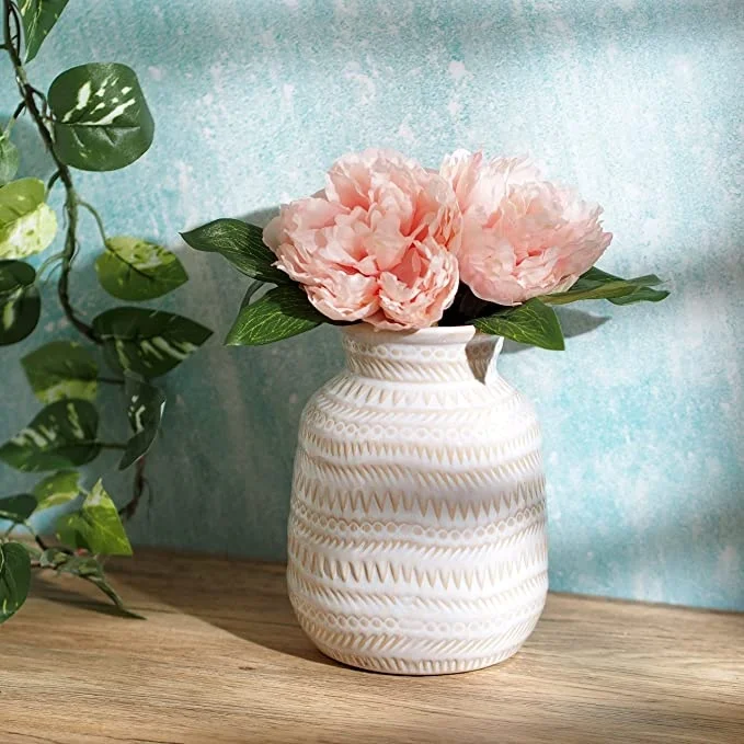 Modern Decorative Cream Ceramic Vase Ideal Gift For Weddings Party Spa ...