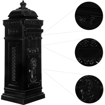 Lion Two Doors Standing Cast Aluminum Letterbox Large Free Standing Box ...